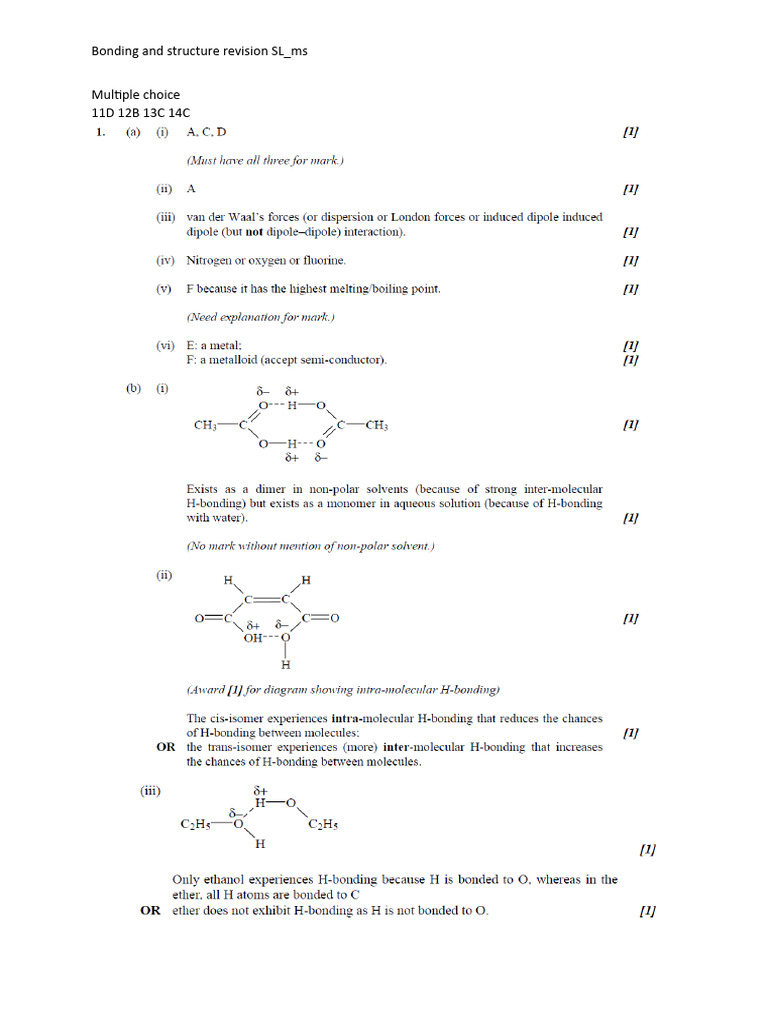 Bonding and Structure SL Ms | PDF | Computers