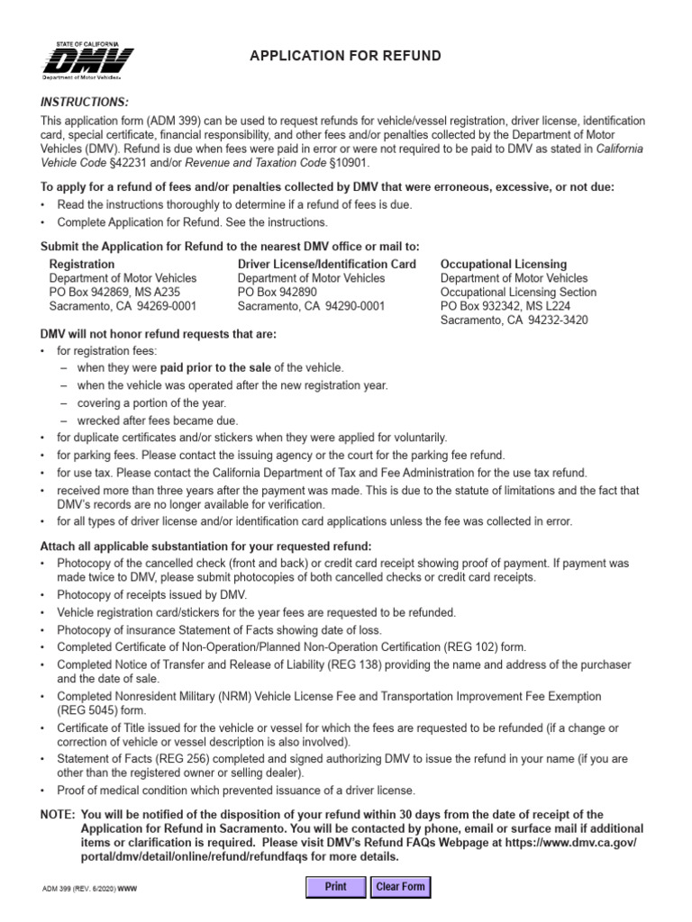 Adm 399 R6 2020 As WWW | PDF | Department Of Motor Vehicles | Driver's ...