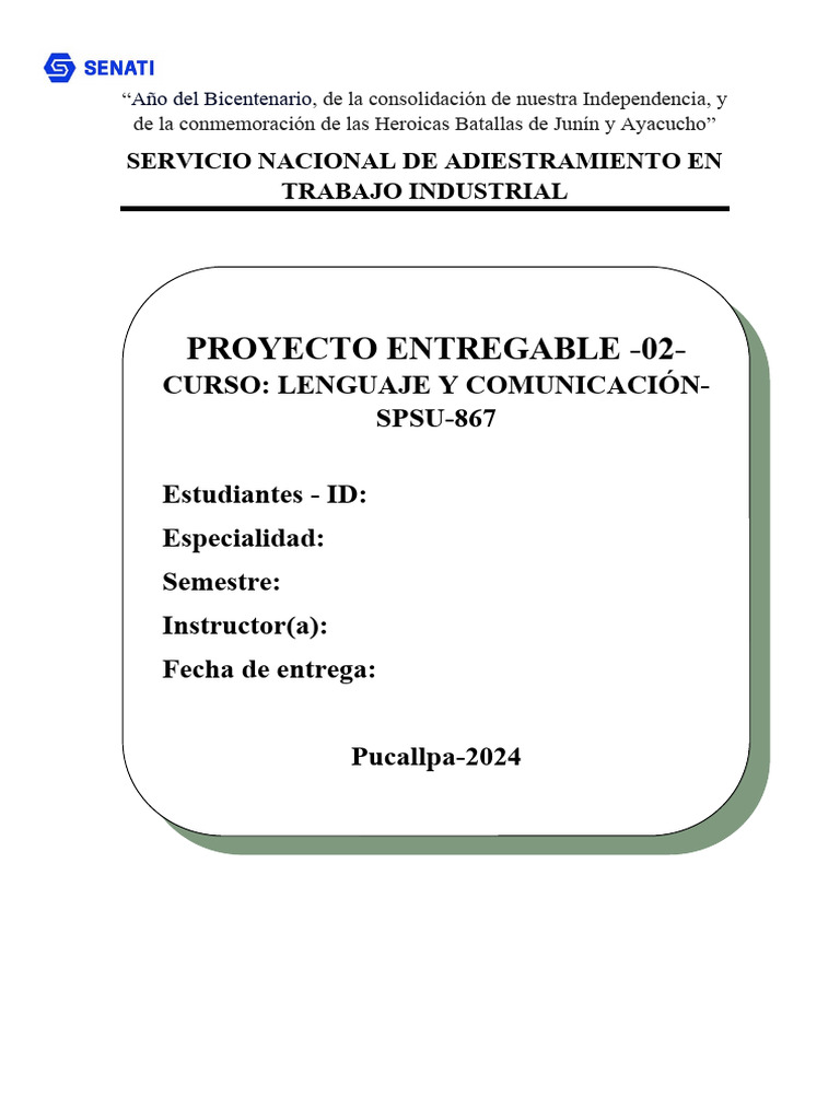 ENTREGABLE LENGUAJE Nro 02 - GP01 | PDF