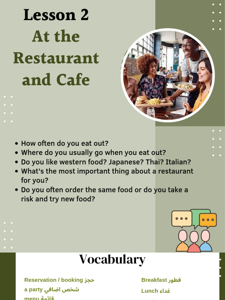 Lesson 2 | PDF | Waiting Staff | Restaurants