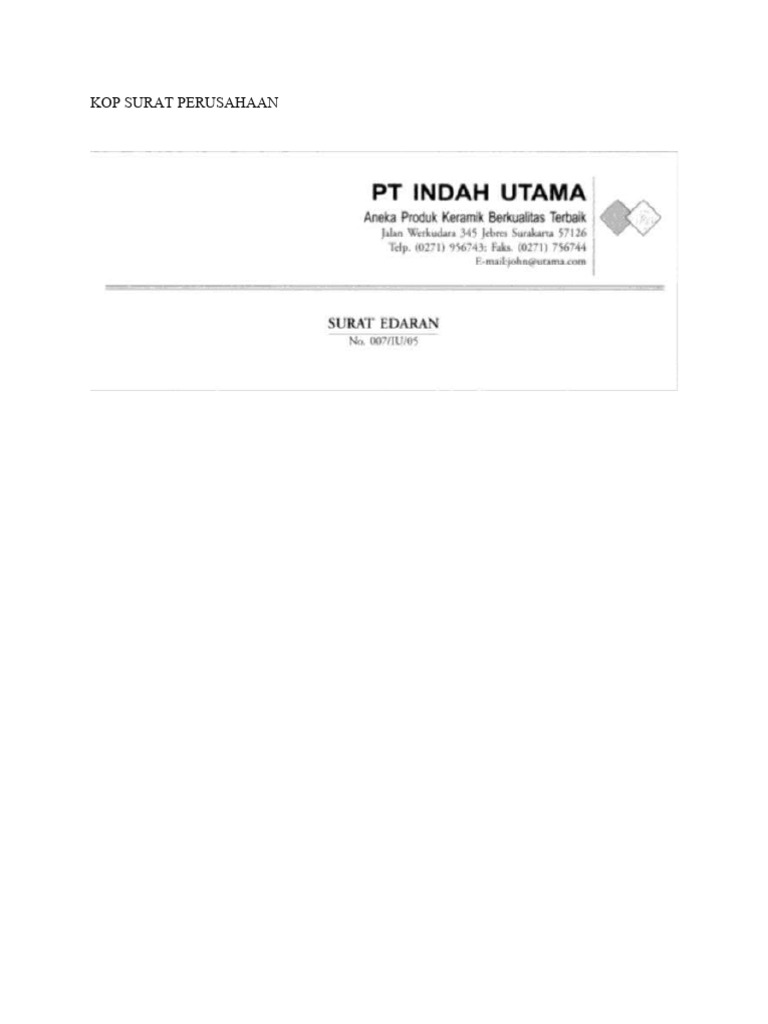 Kop Surat Perusahaan | PDF