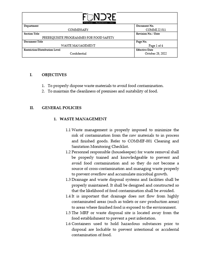 PRP Section 8 - Waste Management | PDF | Waste Management | Waste