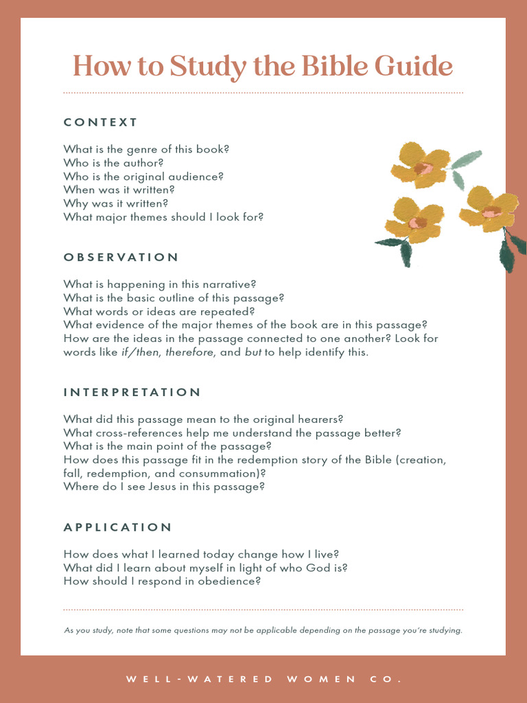 Bible Study Guide: Context, Observation, Application | PDF