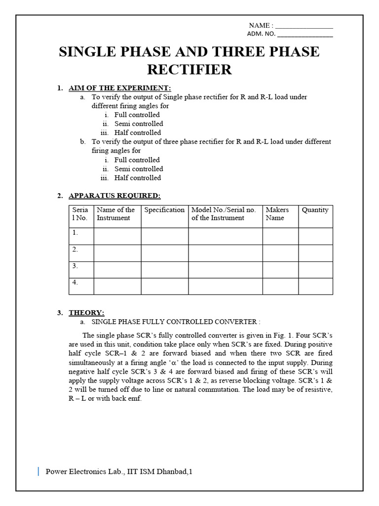 Single and Three Phase Rectifier | PDF | Rectifier | Power Electronics