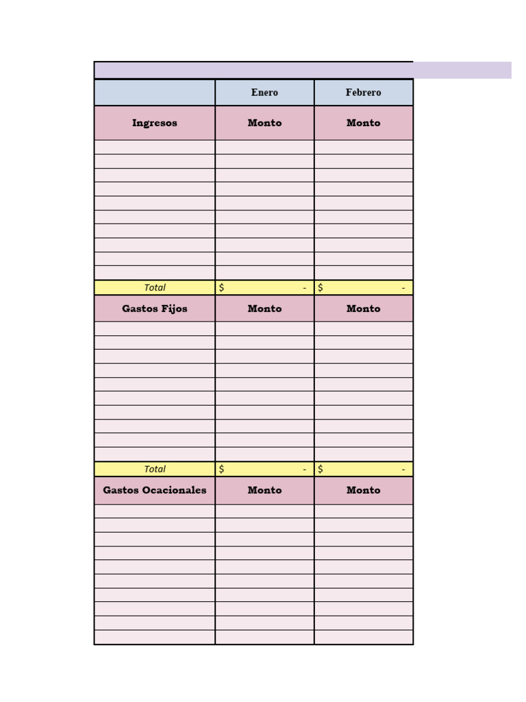 Planilla de Exel - Presupuesto Personal Grande | PDF