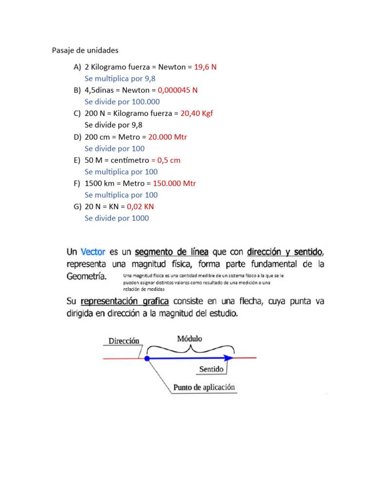 Pasaje de Unidades Fisica Basica | PDF