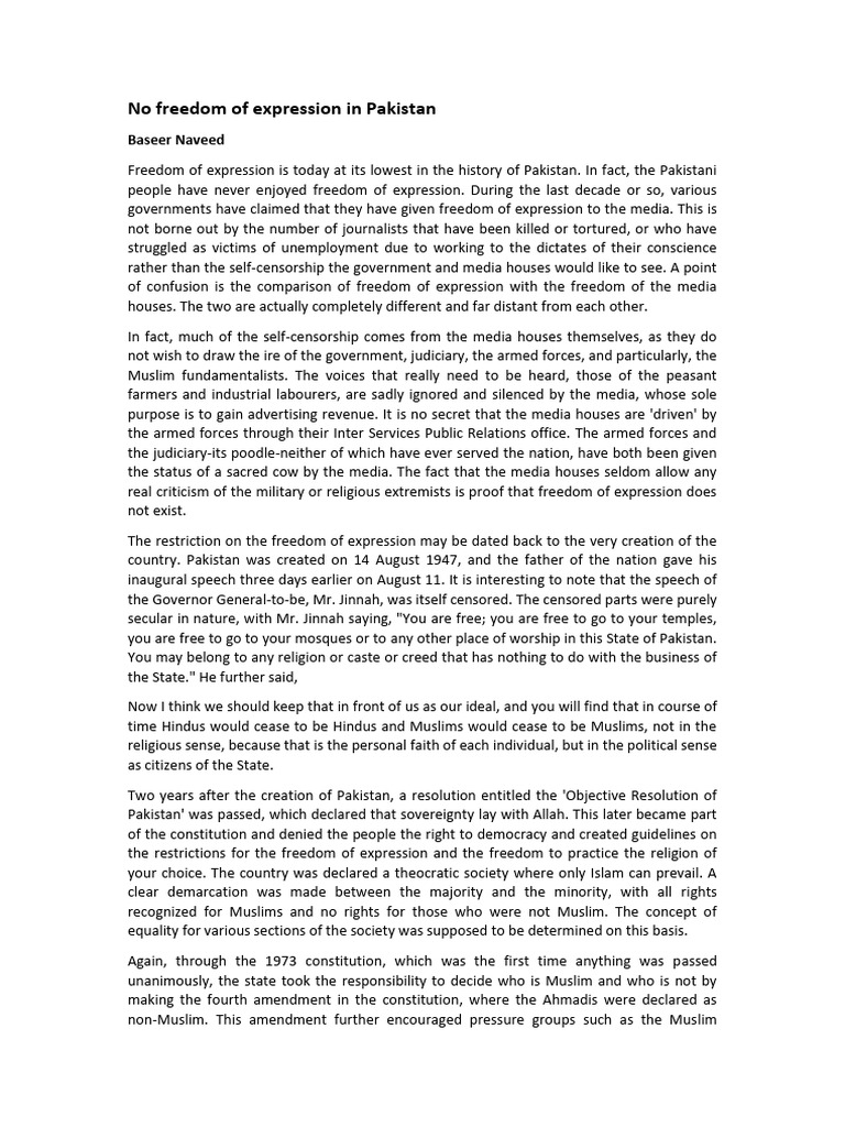 No Freedom of Expression in Pakistan | PDF | Human Rights | Justice