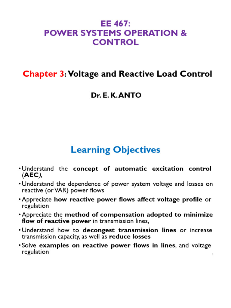 24-REG-EE 467-Chapter 3-Voltage and Reactive Load Control | PDF | Ac ...