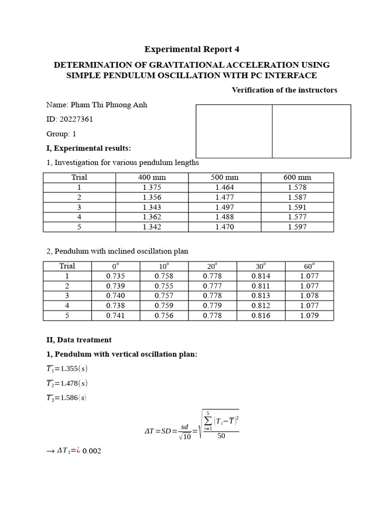 Experimental Report 4 | PDF | Mechanics | Physical Quantities