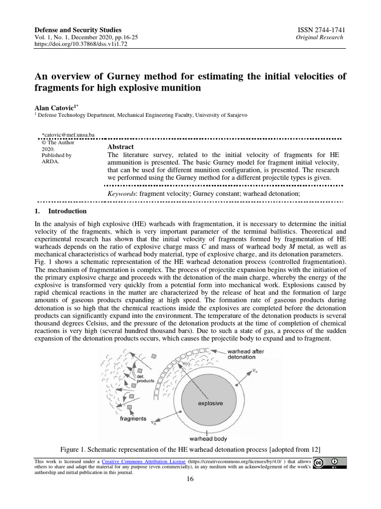 An overview of Gurney method for estimating the initial velocities of ...