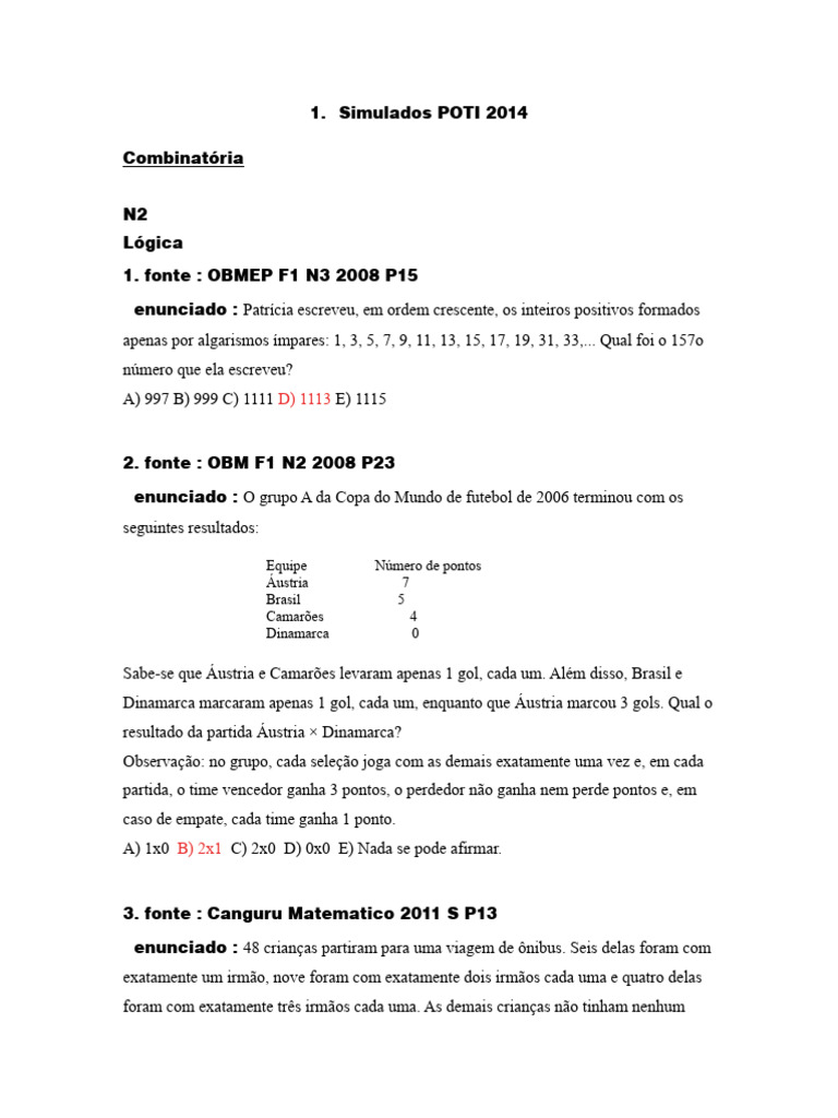 Simulados POTI | PDF | Triângulo | Geometria Elementar