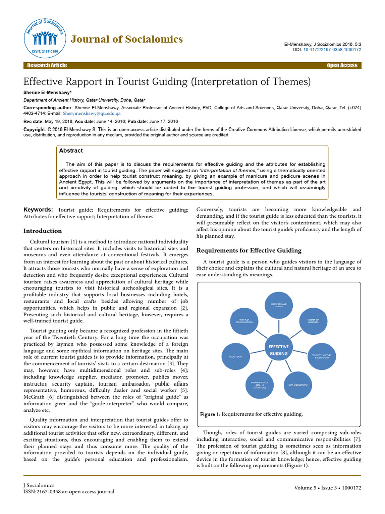 Effective Rapport in Tourist Guiding Interpretation of Themes 2471 8726 ...