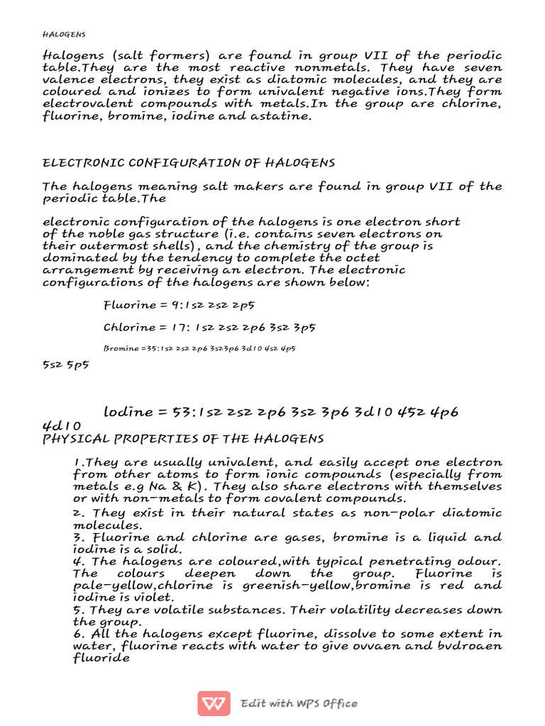 The HALOGENS | Download Free PDF | Chlorine | Chemical Reactions