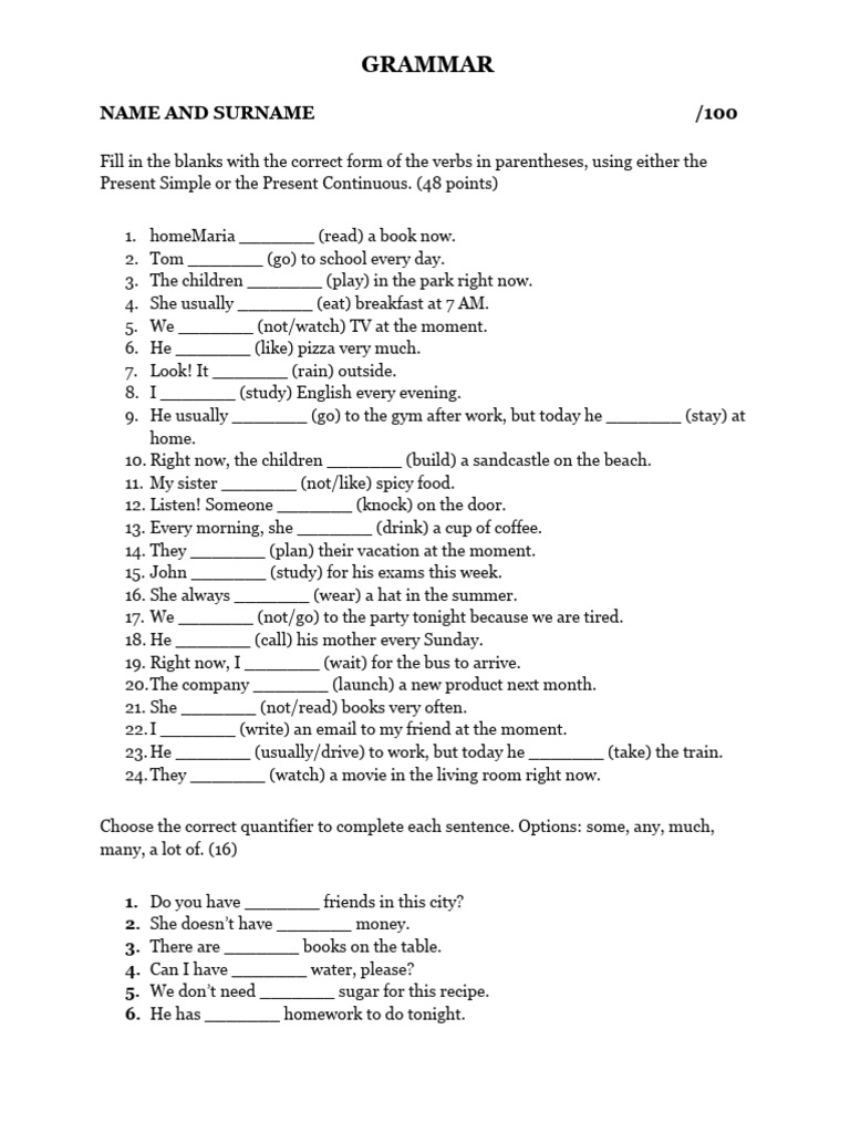 A2 Exam | PDF | Grammar | Syntax