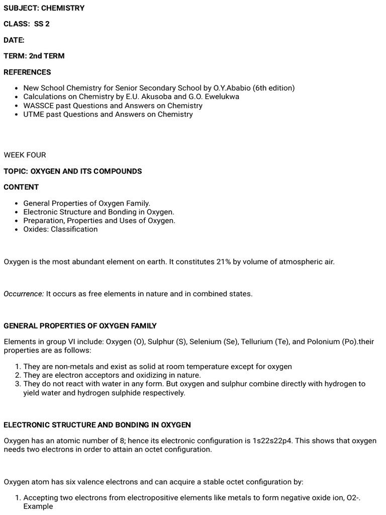 5333 Oxygen and Its Compounds | PDF | Oxygen | Chemical Bond