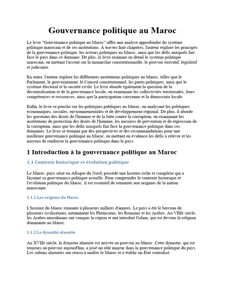 Gouvernance politique au Maroc | PDF | Parlement | Gouvernance