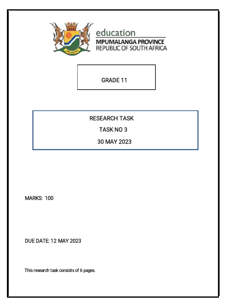 Geography Grade 11 Research Task 2023 | PDF