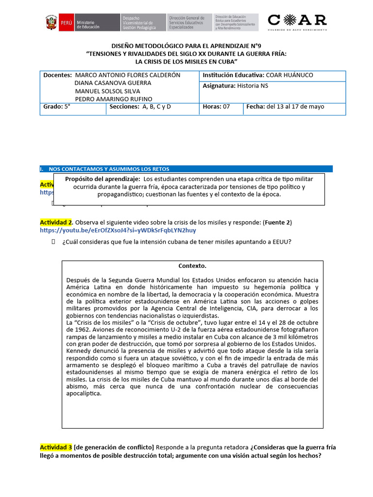 DMpA - 09 Historia - 5to | PDF | Crisis de los misiles cubanos | Fidel Castro