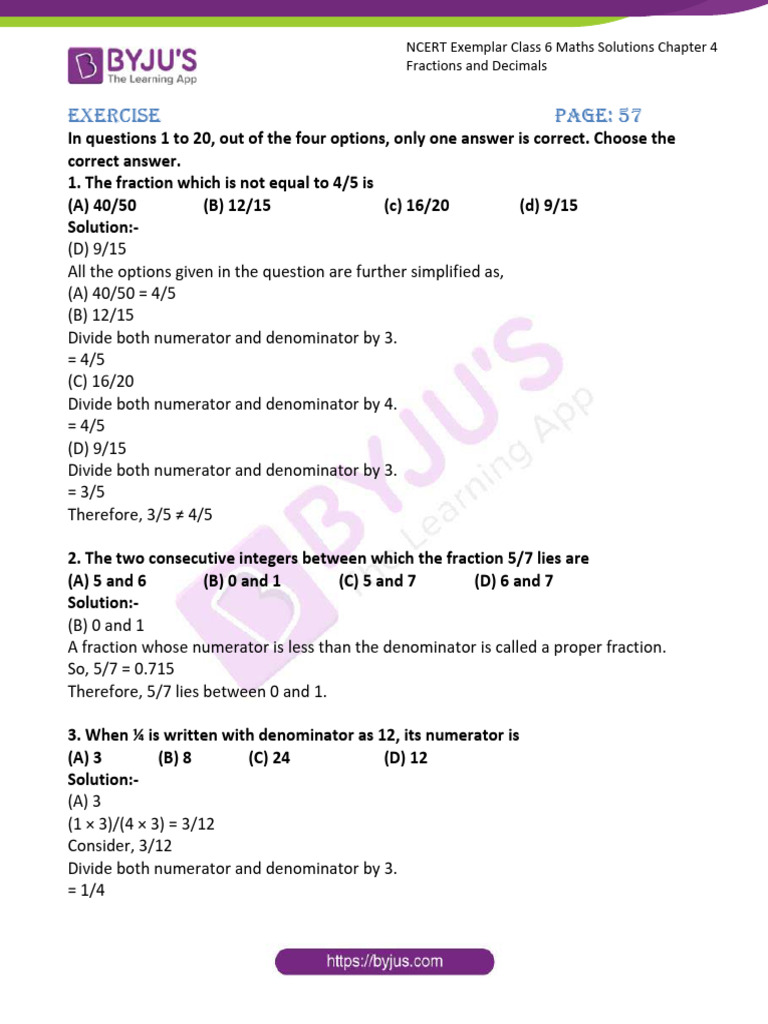 Ncert Exemplar Nov2020 Class 6 Maths Solutions Chapter 4 | PDF | Mathematical Concepts | Number ...