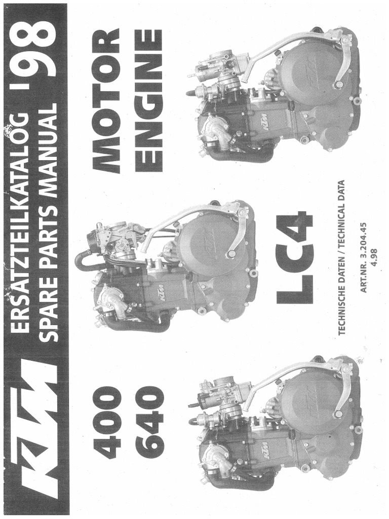 KTM Lc4 Spare Parts Manual 400 - 640 Engine | PDF