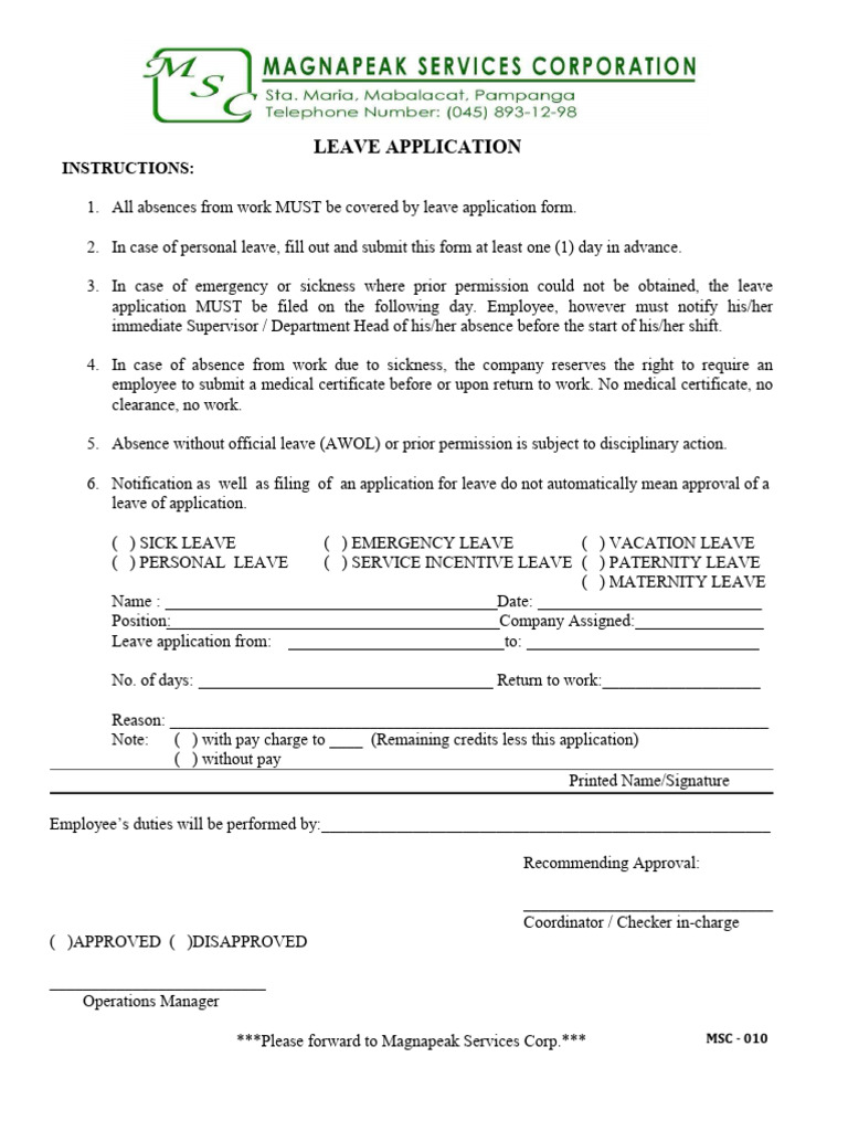 Leave Form | PDF