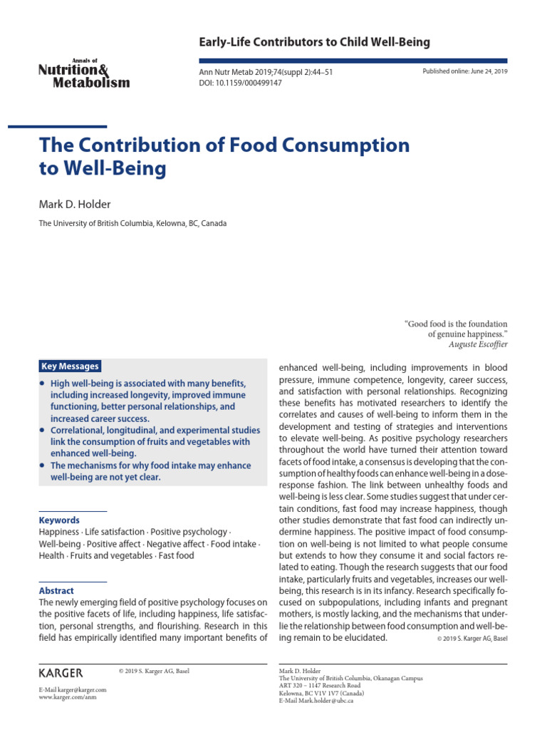Food Consumption and Child Well-Being | PDF | Positive Psychology ...