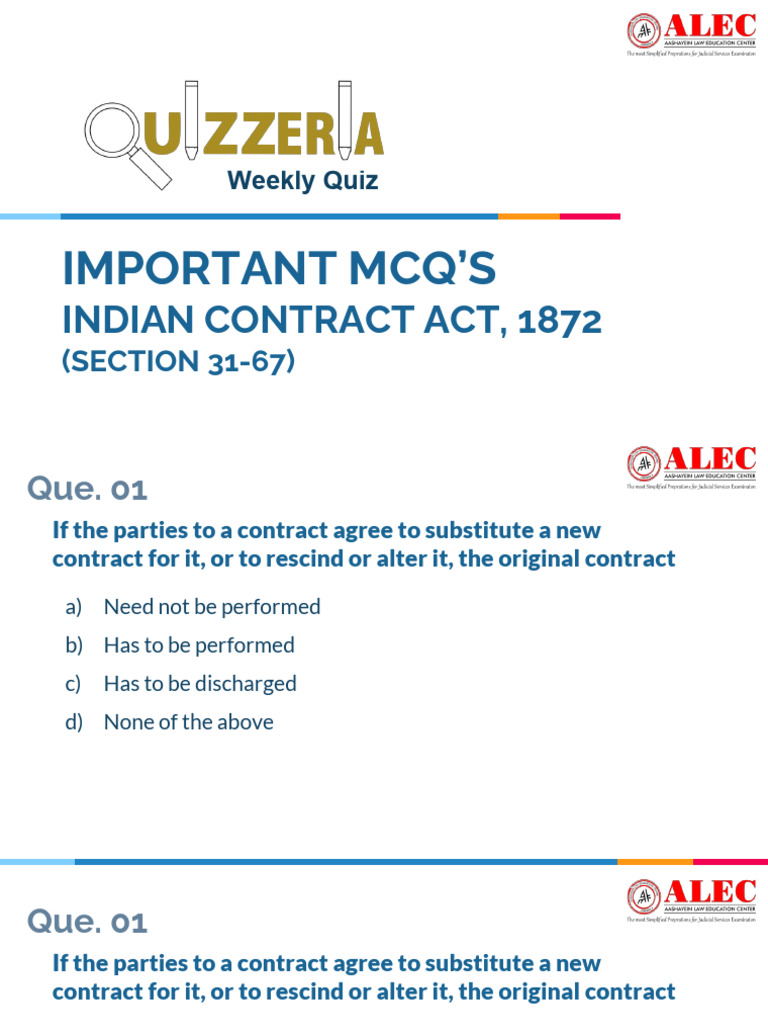 MCQ - 03 (02 March) | PDF | Damages | Breach Of Contract