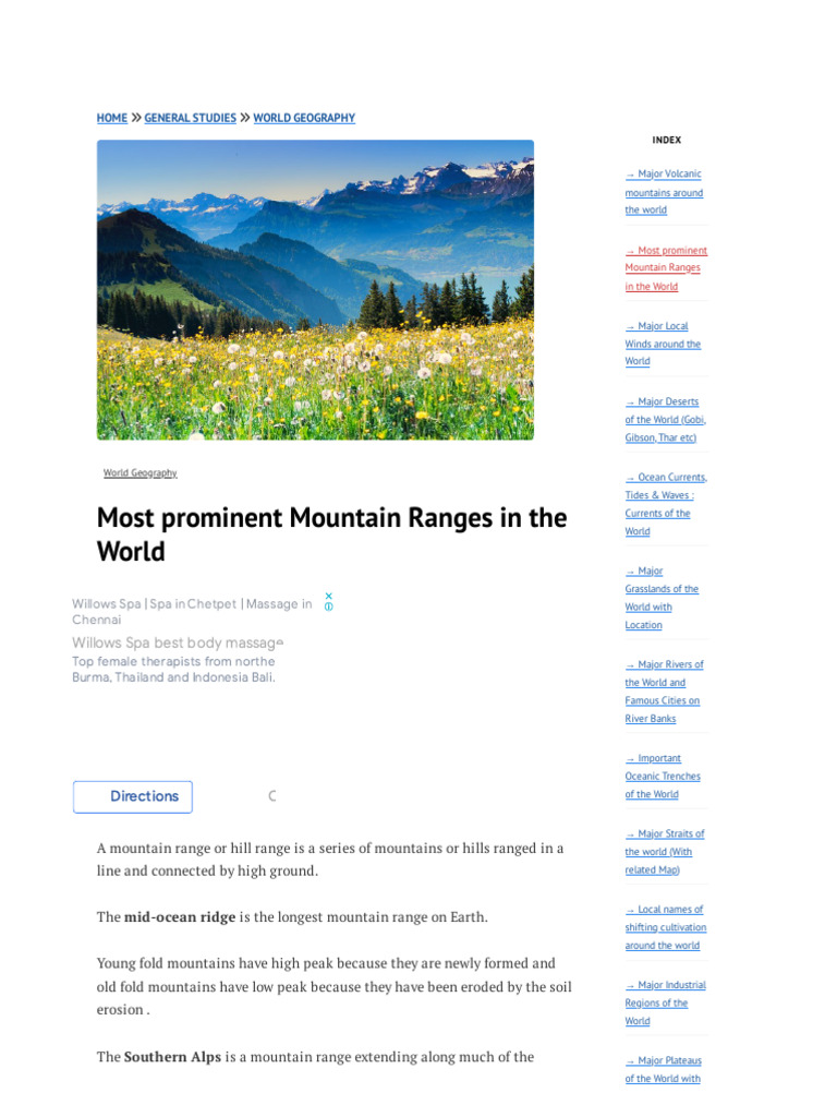 Prominent Mountain Ranges Worldwide | PDF | Mountains | Asia
