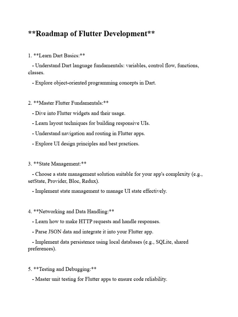 Roadmap of Flutter Development | PDF | Business