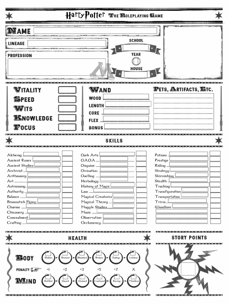 harry-potter-rpg-charactersheet (Editabile) | PDF