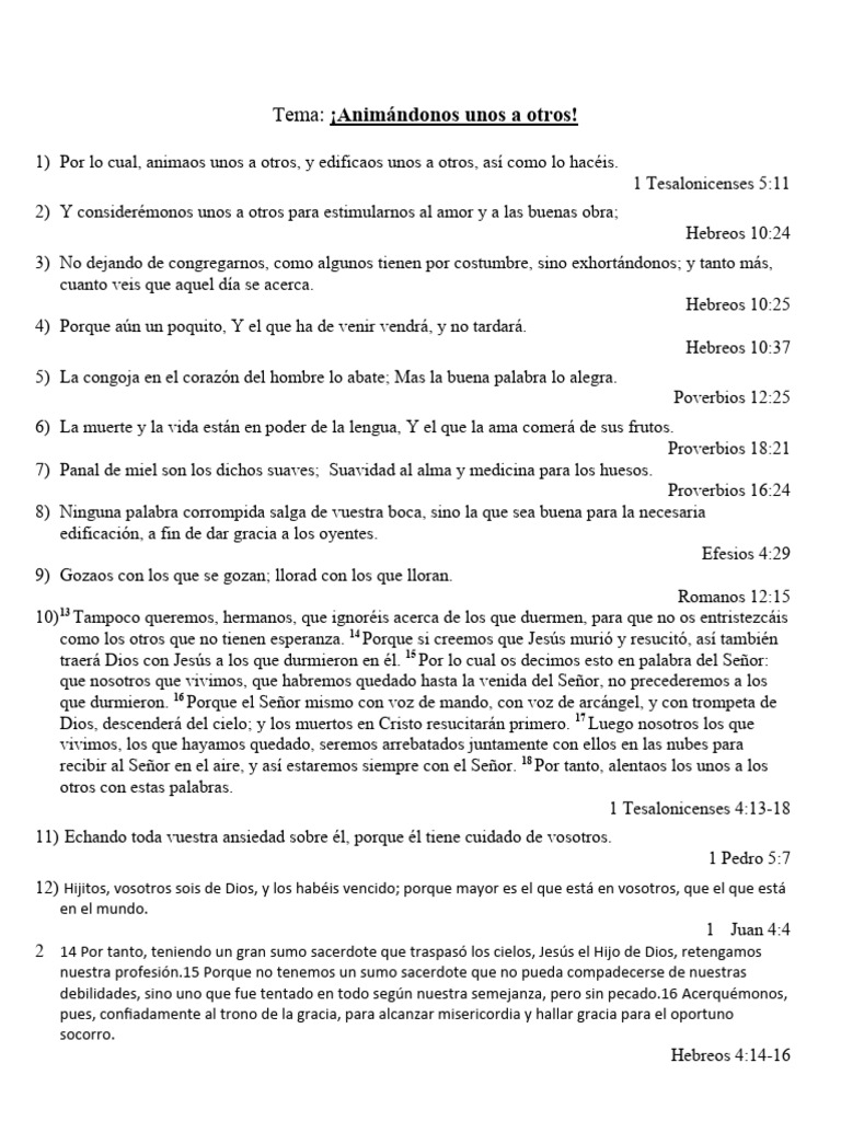 Versiculos Estudio Biblico Animandonos Unos A Otros | PDF | Jesús | Creencia religiosa y doctrina