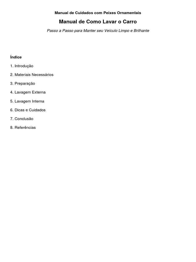 Manual de Lavagem de Carros | PDF | Carro