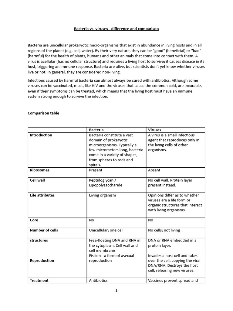 2eme TD ENG Bacteria Vs Virus | PDF | Virus | Bacteria