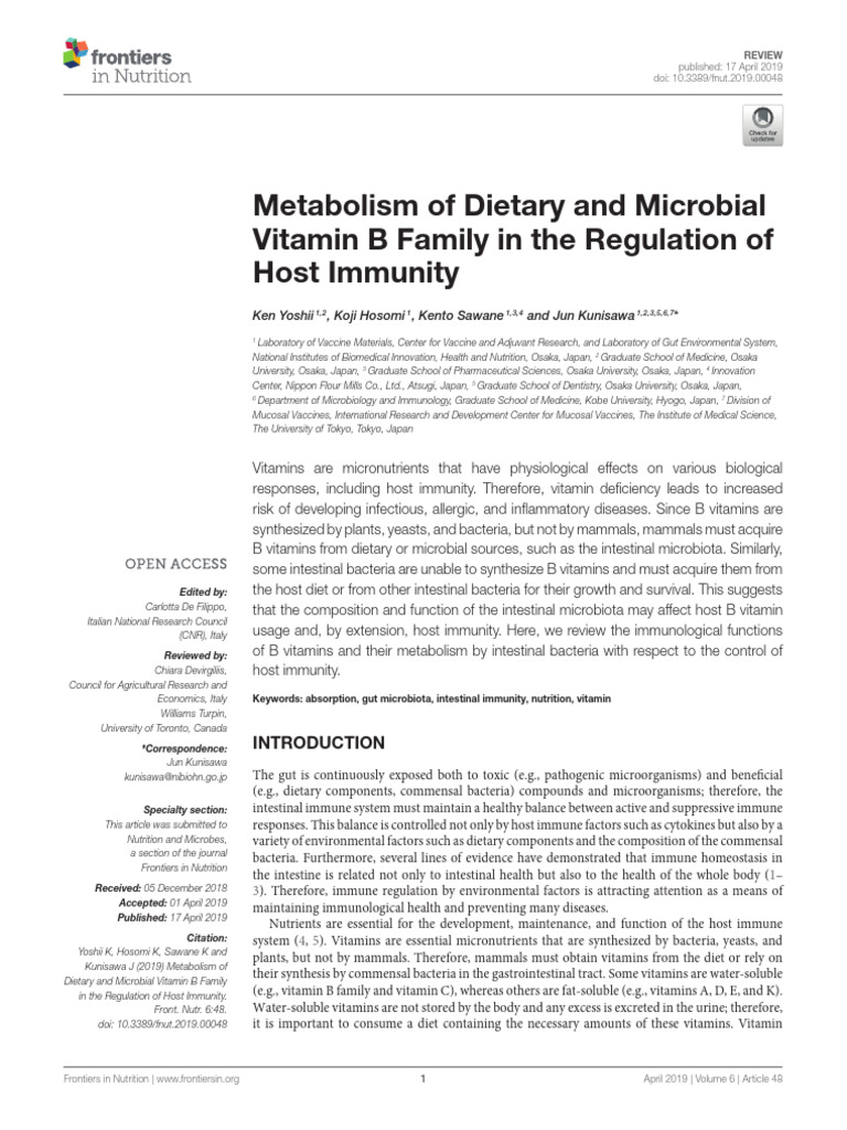 Vitamin B Metabolism and Immunity | PDF | Diet & Nutrition | Chemistry