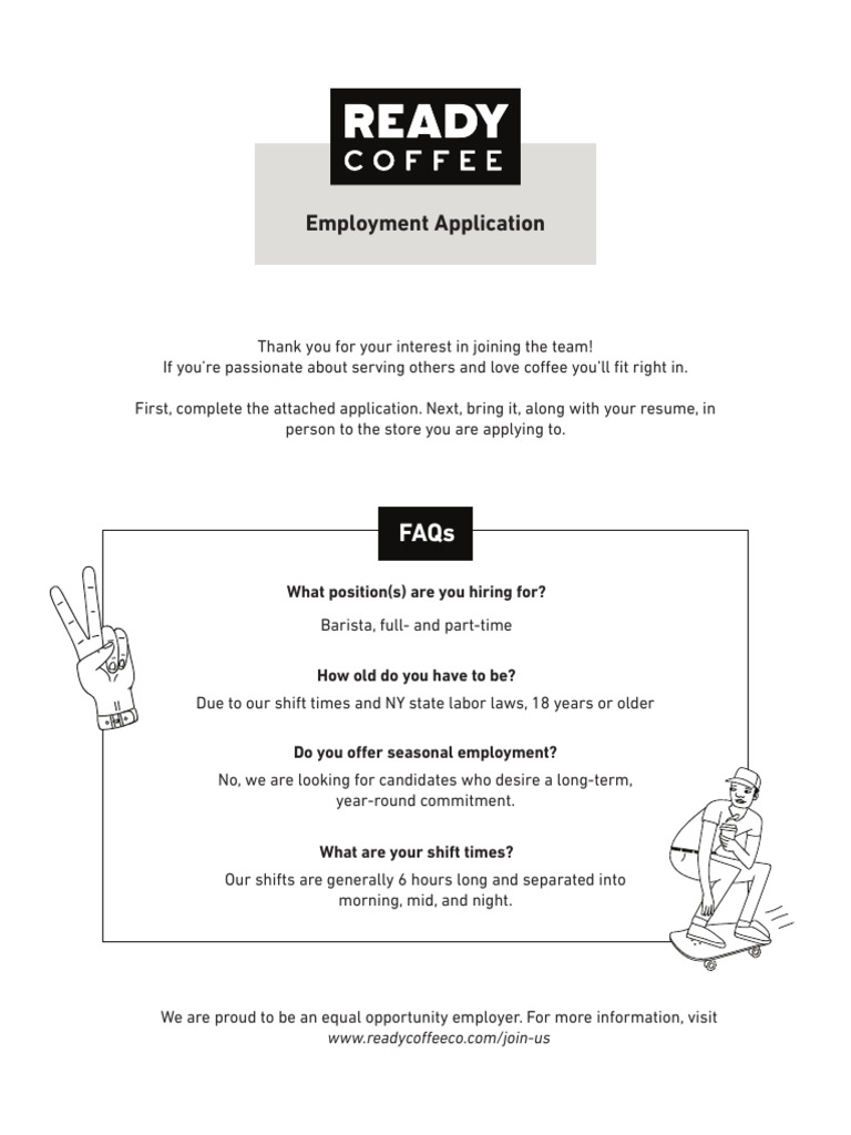 Ready Coffee Employment Application | PDF | Employment | Justice