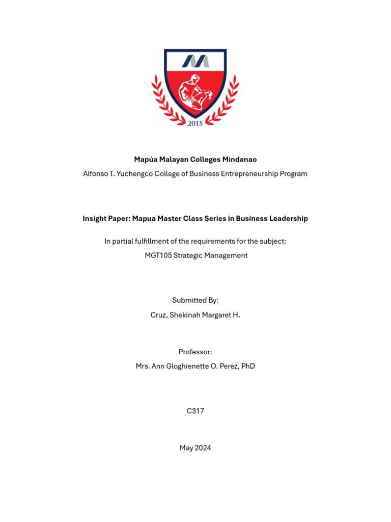 Mapua Masterclass Insight Paper | PDF | Artificial Intelligence ...