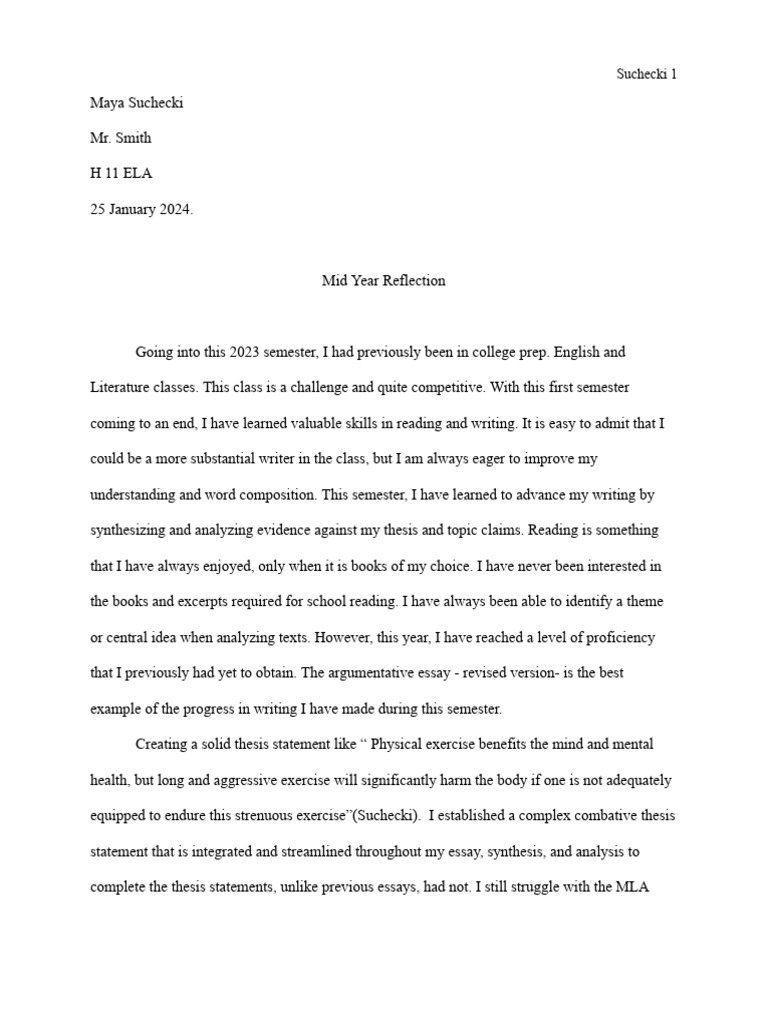 Mid-Year Reflection on Writing Growth | PDF | Essays | Thesis