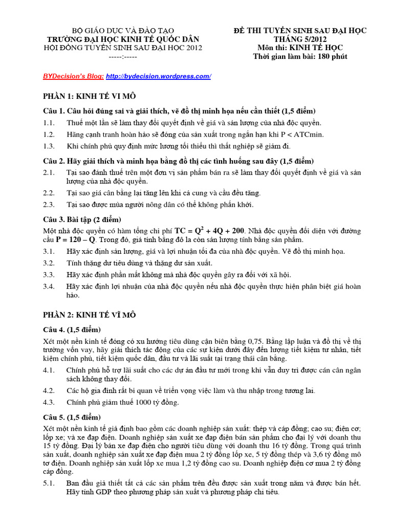 Dethi Caohoc KTQD 2012 KinhTeHoc | PDF