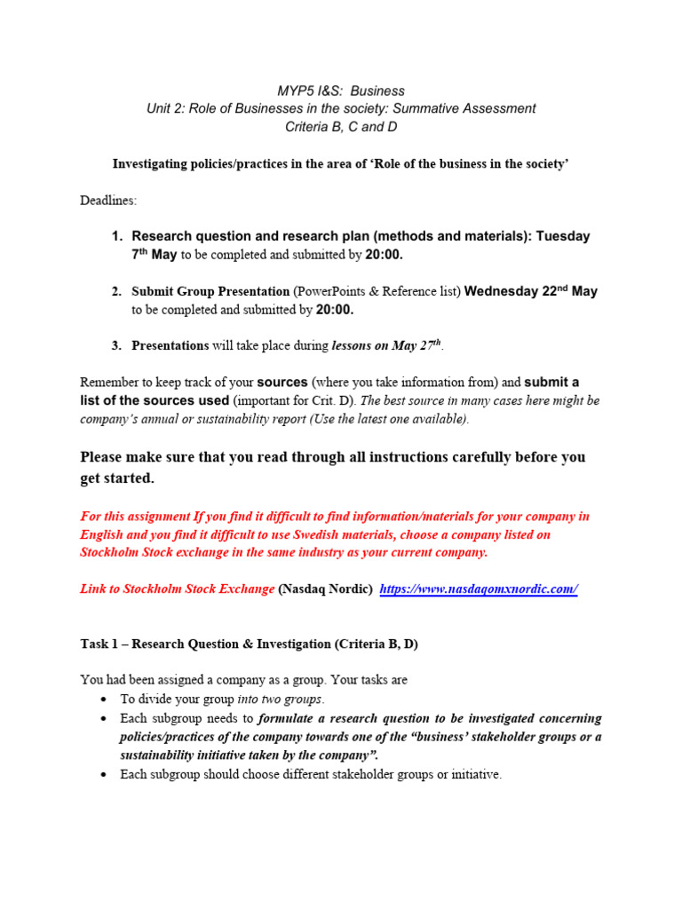 MYP5_Unit_2_Summative_Assessment_2 (1) | PDF | Corporate Social Responsibility | Business Ethics