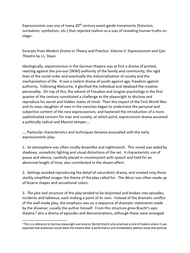 Expressionism Pdf Expressionism Theatre