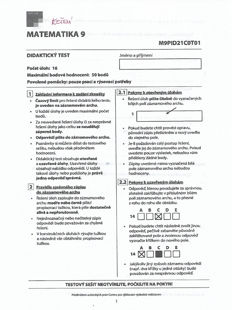 M9pid21c0t01 Reseni | PDF