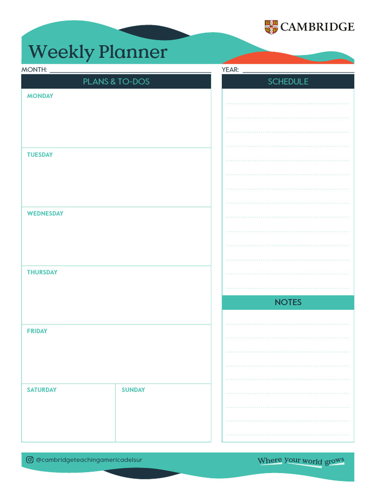 2301-Printables For Teachers WeeklyPlanner v01.0 | PDF | Wellness