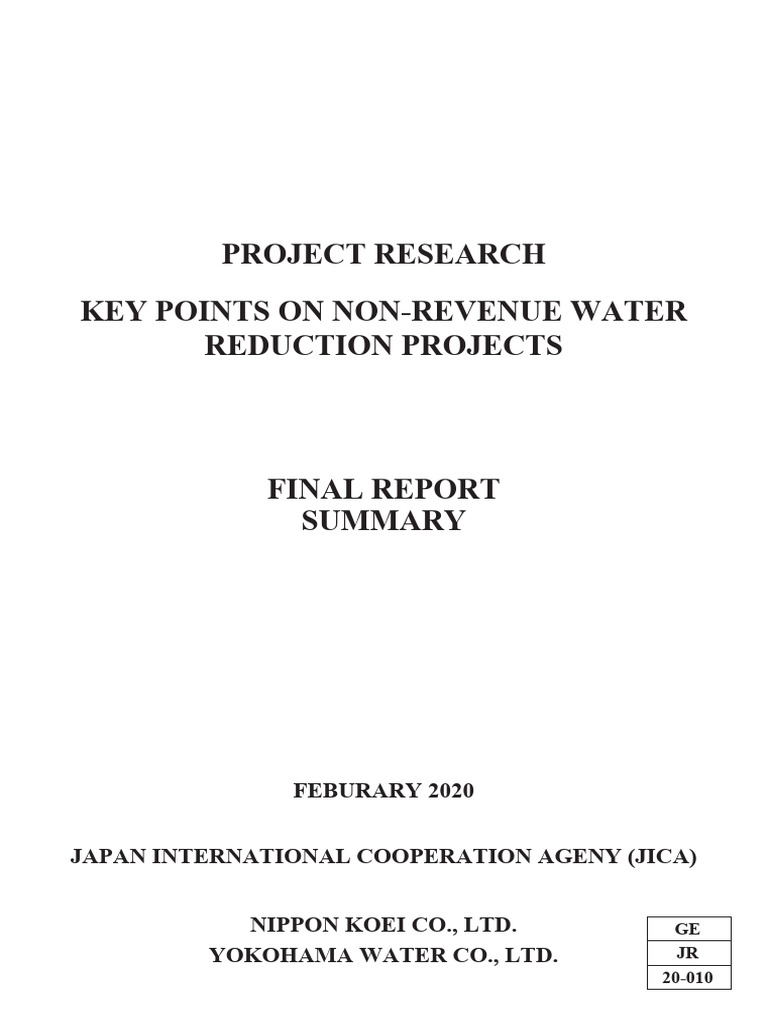 Key Points On Non-Revenue Water Reduction - Jica | PDF | Water Supply