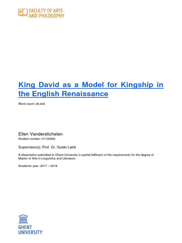 King David As A Model For Kingship in | PDF | House Of Tudor | David
