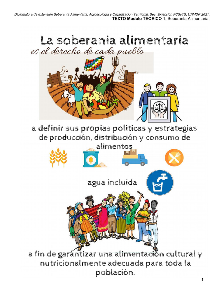 Diplomatura Material de Base TEORICO 1 Soberania Alimentaria | PDF | Alimentos | Agroecología