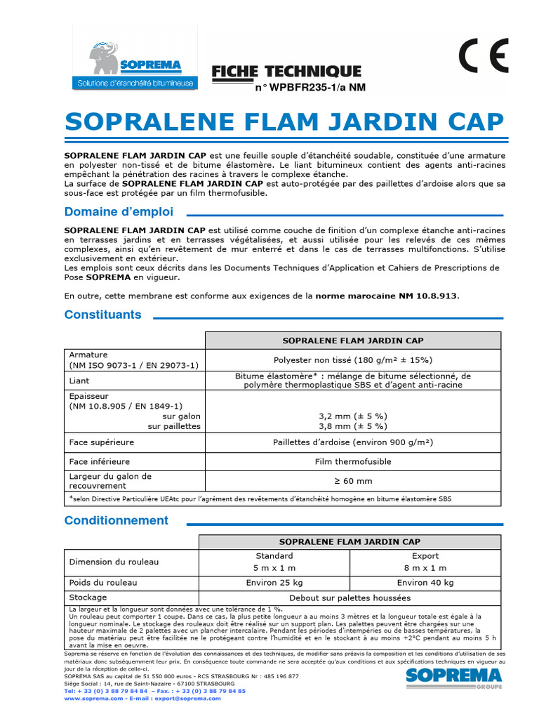 Fiche technique Sopralene Flam Jardin | PDF | Matériaux