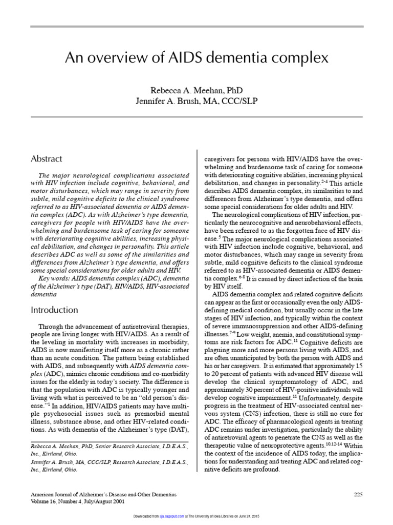 An Overview of AIDS Dementia Complex | Download Free PDF | Dementia ...
