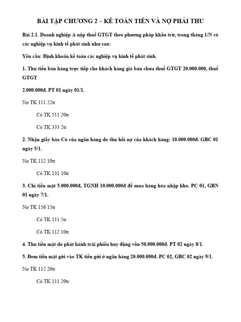 Bai Tap C2-C3 Ke Toan | PDF