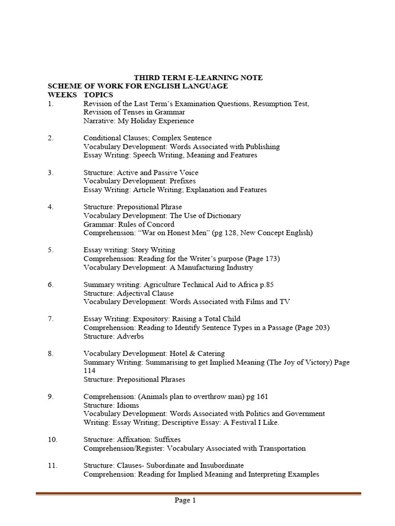 3RD Term SS2 English | PDF | Preposition And Postposition | Adverb