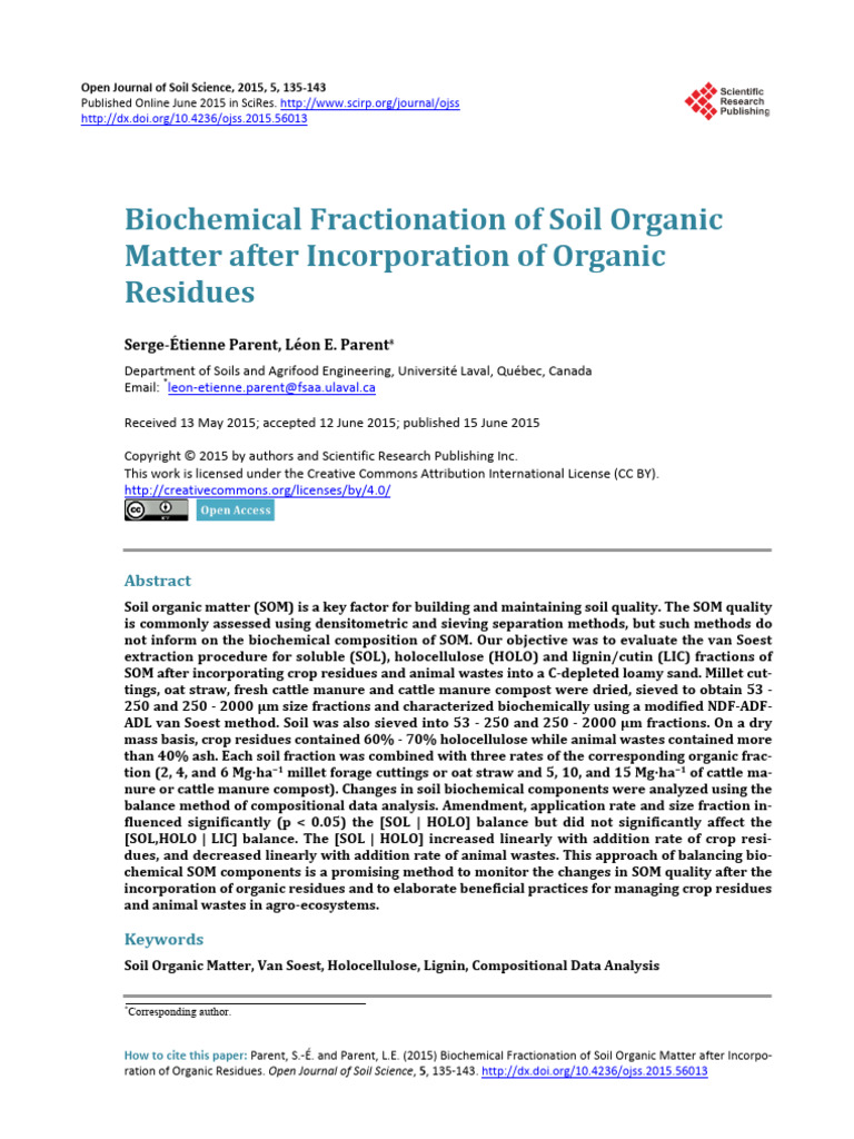 Biochemical Fractionation of Soil Organic | PDF | Manure | Soil